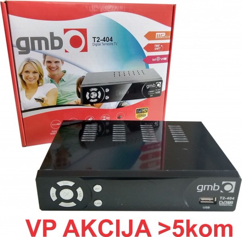 GMB-T2-404 DVB-T2 SET TOP BOX USB/HDMI/Scart/RF-out, PVR, Full HD, H264, hdmi-kabl, modulator
