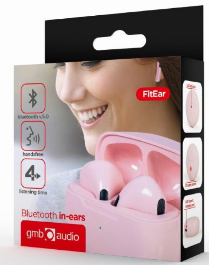 FitEar-X200P Gembird bluetooth V5.0 slusalice, TWS, pink (alt. BHP-PRO 5)