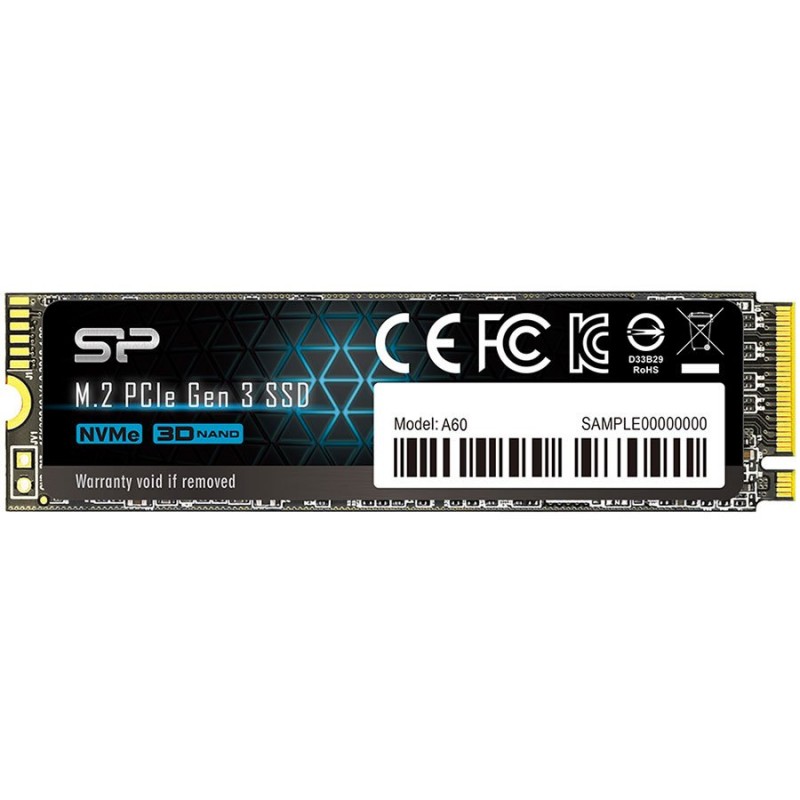 SILICON POWER A60 256GB SSD, M.2 2280, PCIe Gen3x4, SLC Cache, Read Write: 2200 1600 Mb s ( SP256GBP34A60M28 )