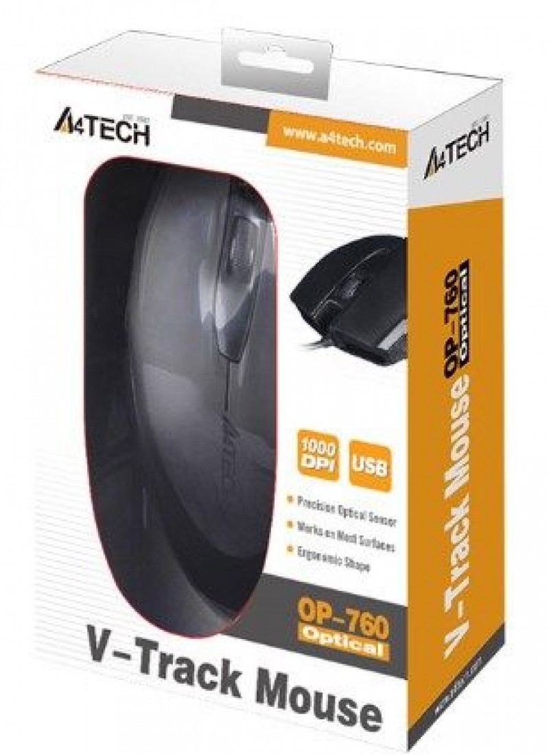 A4-OP-760-UB A4Tech Opticki mis 1000Dpi Black USB