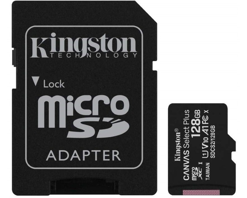 KINGSTON A1 MicroSDXC 128GB 100R class 10 SDCS2 128GB + adapter