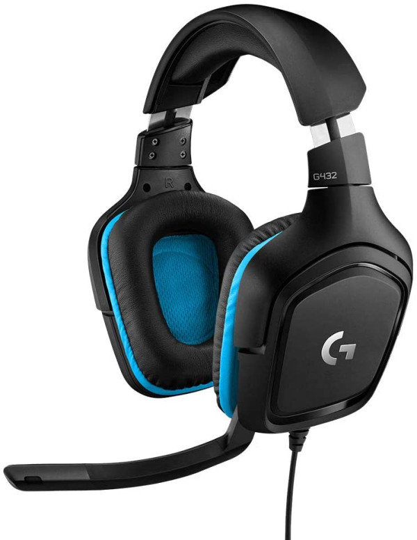 LOGITECH G432 Wired Gaming Headset 7.1 - LEATHERETTE - BLACK BLUE - USB ( 981-000770 )