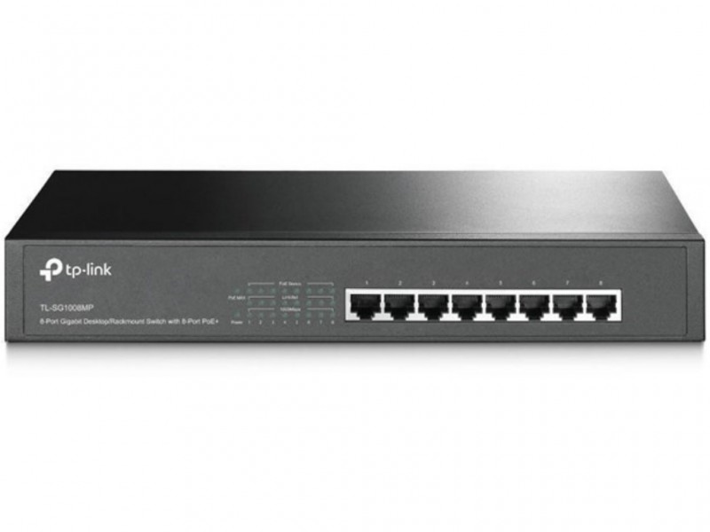 Switch TP-LINK TL-SG1008MP Gigabit/8x RJ45/10/100/1000Mbps/8x PoE+/Rackmount metalno kućište (TL-SG1008MP)