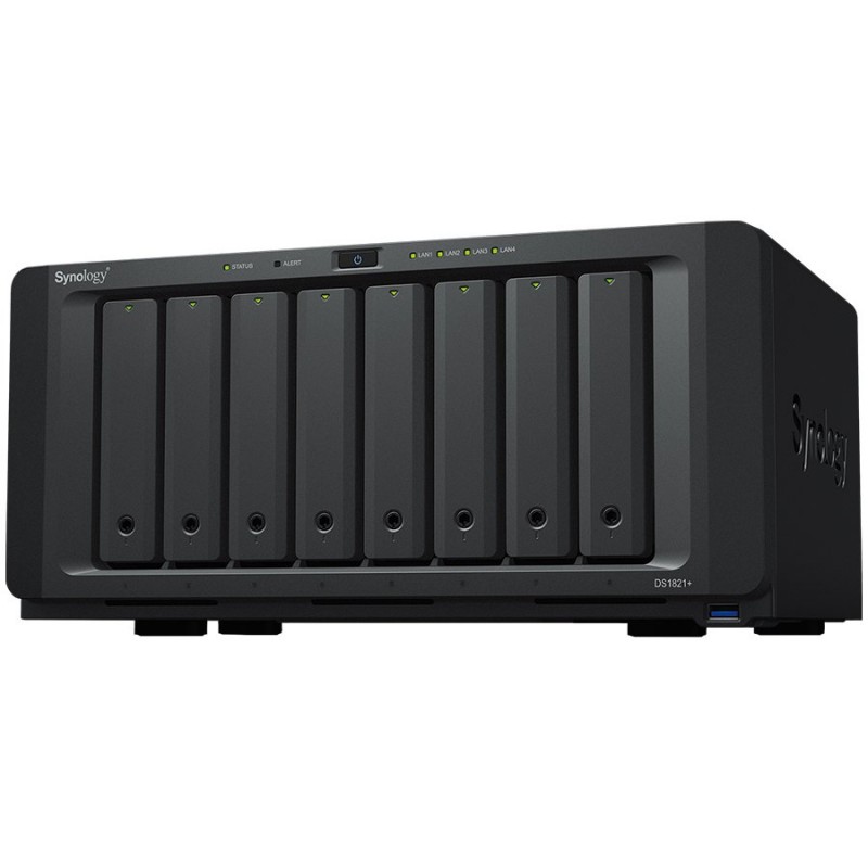 Synology DiskStation DS1821+, Tower, 8-Bay 3.5 SATA HDD SSD, 2 x M.2 2280 NVMe SSD, CPU AMD Ryzen Quad-core 2.2 GHz, 4 GB DDR4 ECC SODIMM,