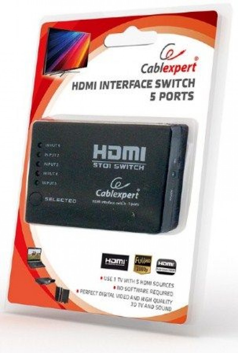 DSW-HDMI-53 Gembird HDMI interface SWITCH, 5ports, remote