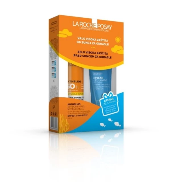 LA ROCHE-POSAY ANTHELIOS SPREJ NEVIDLJIVI SPF 50 200ML + LIPIKAR GEL LAVANT100 ML