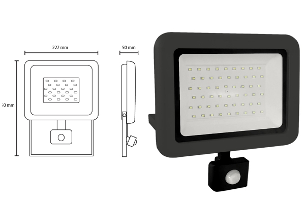 LED REFLE.50W PIR