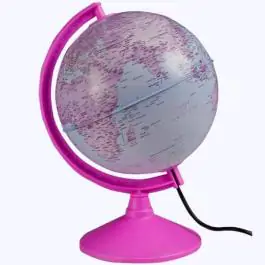 Svetleći globus pink ø 20 cm na engleskom jeziku