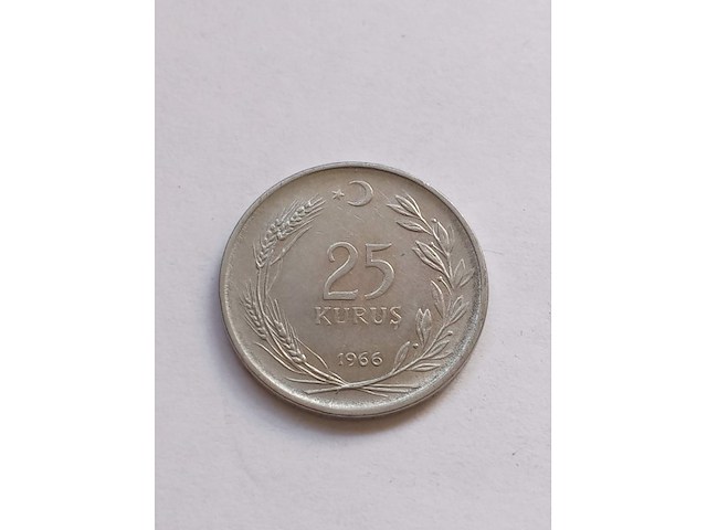 25 Kurus 1966.g - Turska - LEPA Kovanica -