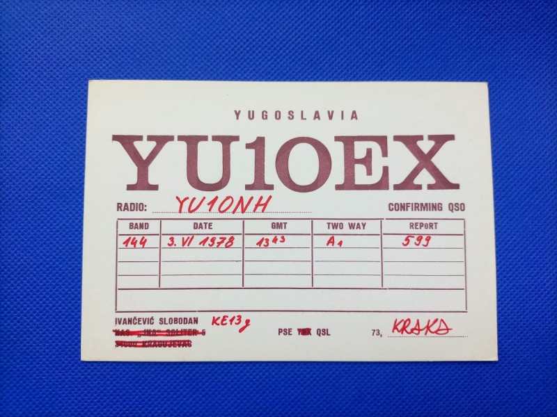 Radio amateri - Yugoslavia - YU10EX - 1978.