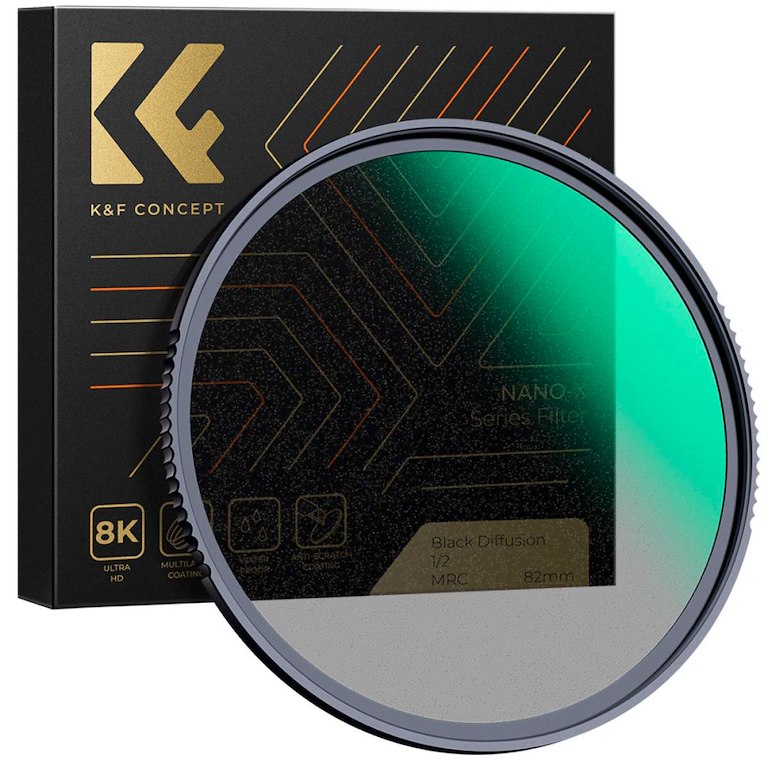 K&F Concept 72mm Black Pro-Mist Filter 1/2 Multi-layer Coated Nano-X Series KF01.1654