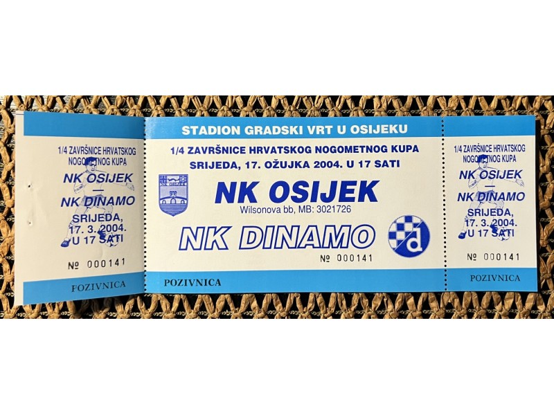 ulaznica za fudbalsku utakmicu nk Osijek Dinamo (90.)