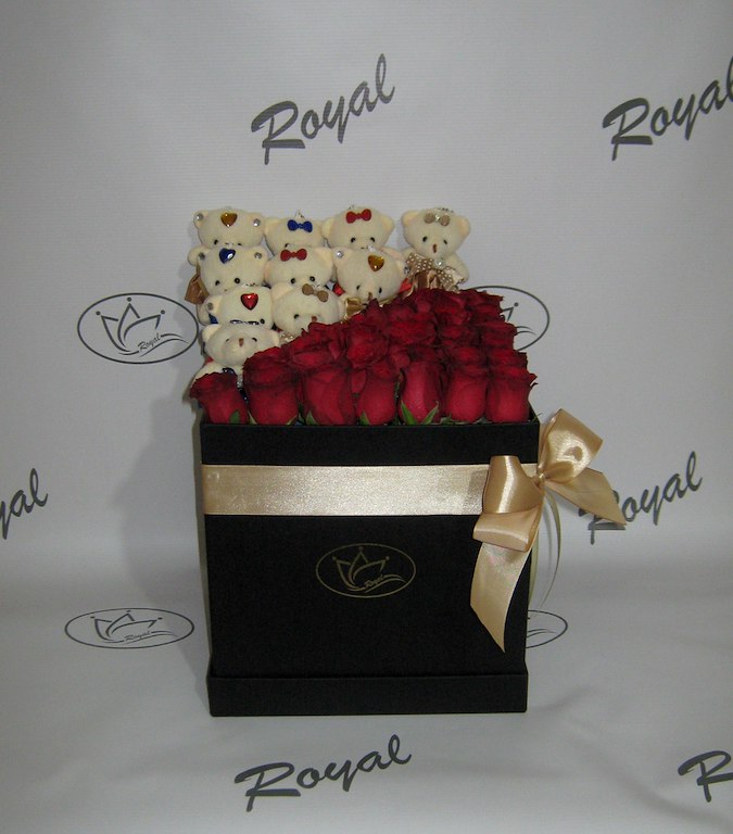 Box of flowers sa ružom i medom 547