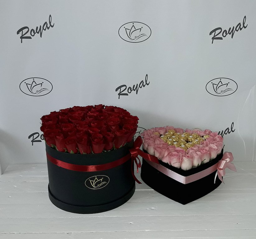 Box of flowers ruže i ferrero rocher 465