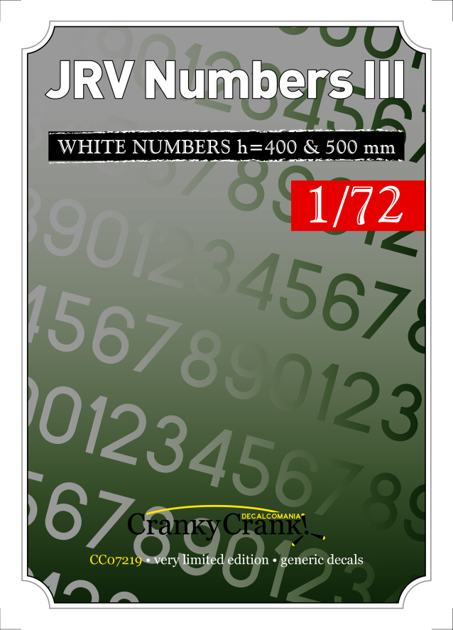 CRANKY CRANK! JRV Numb. III, White Numbers h=400 & 500 mm in 1/72