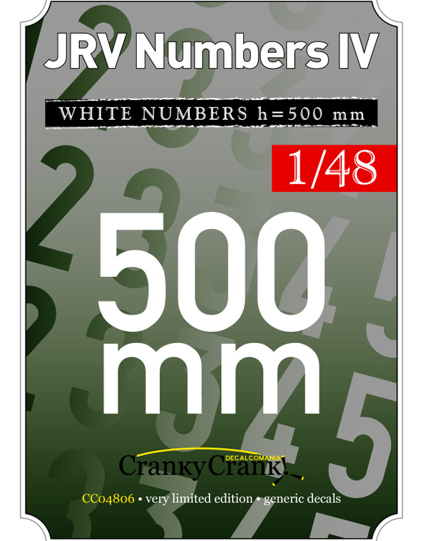 CRANKY CRANK! “JRV Numbers IV”, White Numbers h=500 mm
