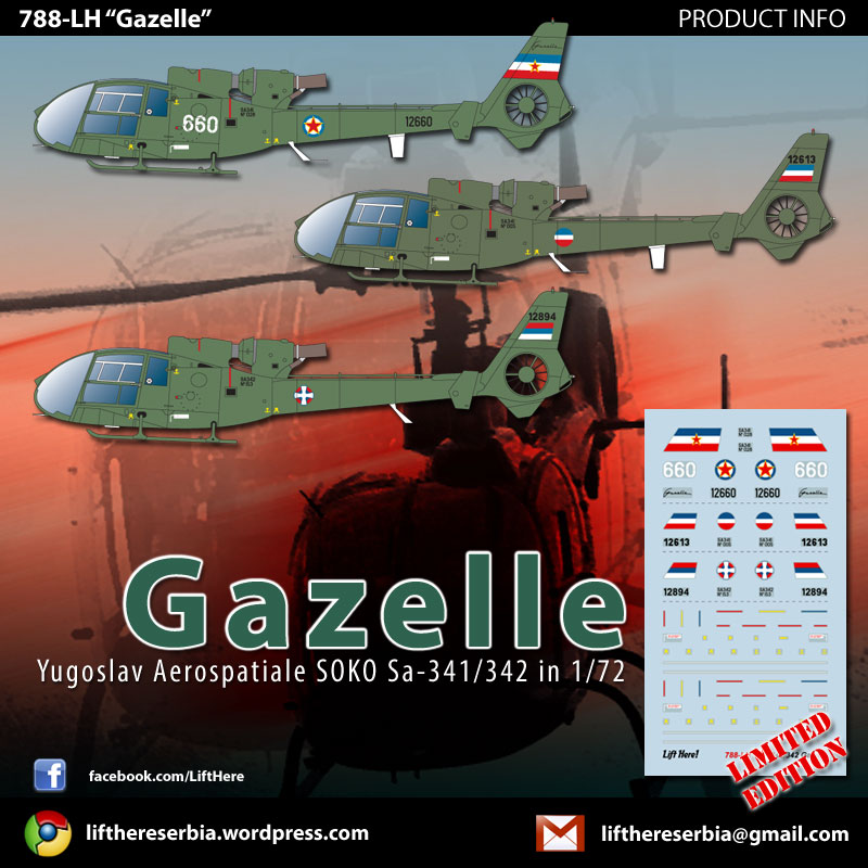 LIFT HERE! “Gazelle”, Yu Aerospatiale Soko SA-341/342 in 1/72
