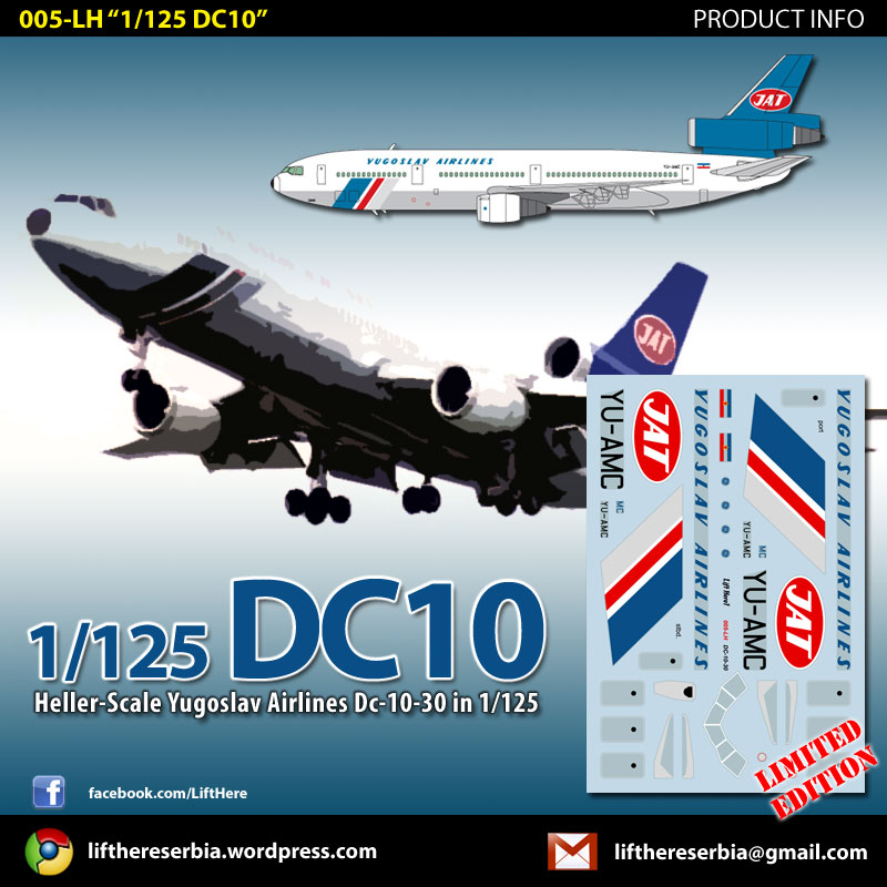 LIFT HERE! “1/125 DC10″, Heller-Scale Yugoslav DC-10-30 in 1/125