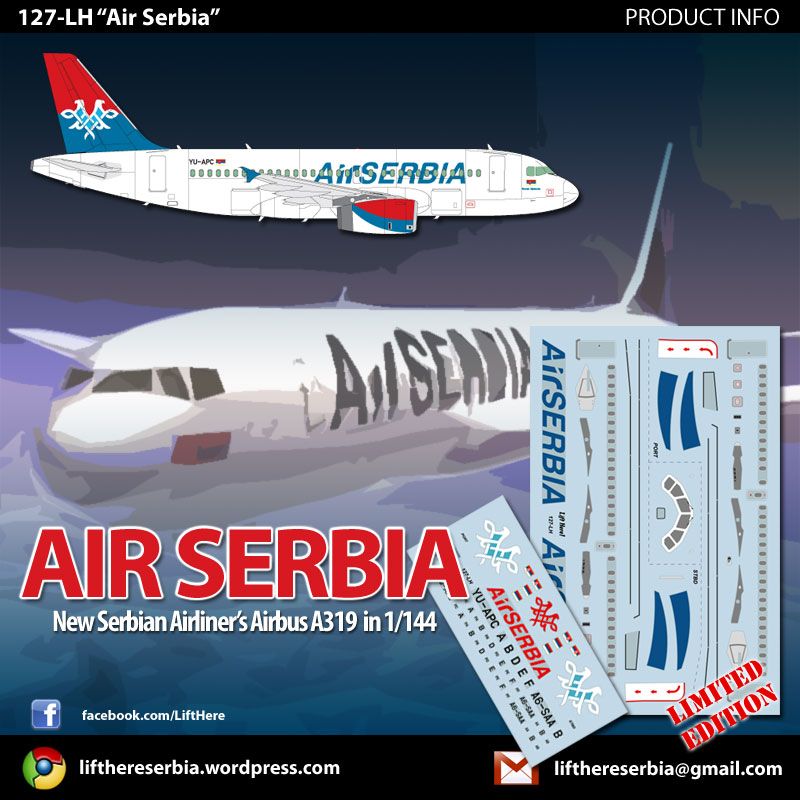 LIFT HERE! “Air Serbia”, Airbus A319 in 1/144