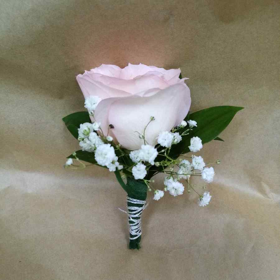 Cvetić za rever roze ruža i gipsofila 122