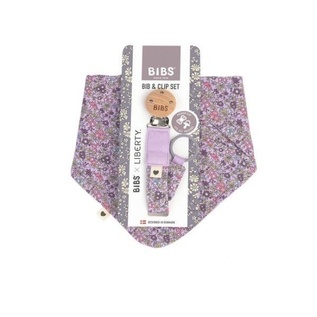 BIBS x Liberty - Portikla i vezica za dudu Chamomile Lawn Violet Sky