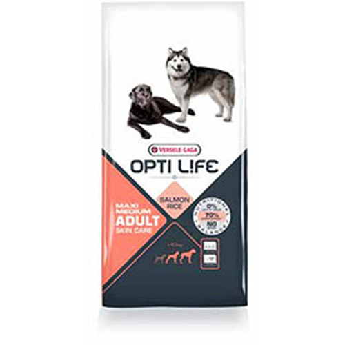 Opti Life Skin Care Adult Medium i Maxi Losos i Pirinač 12,5 kg