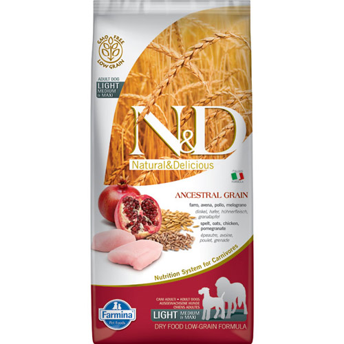N&D Low Grain Light Medium i Maxi Piletina i Nar 12 kg