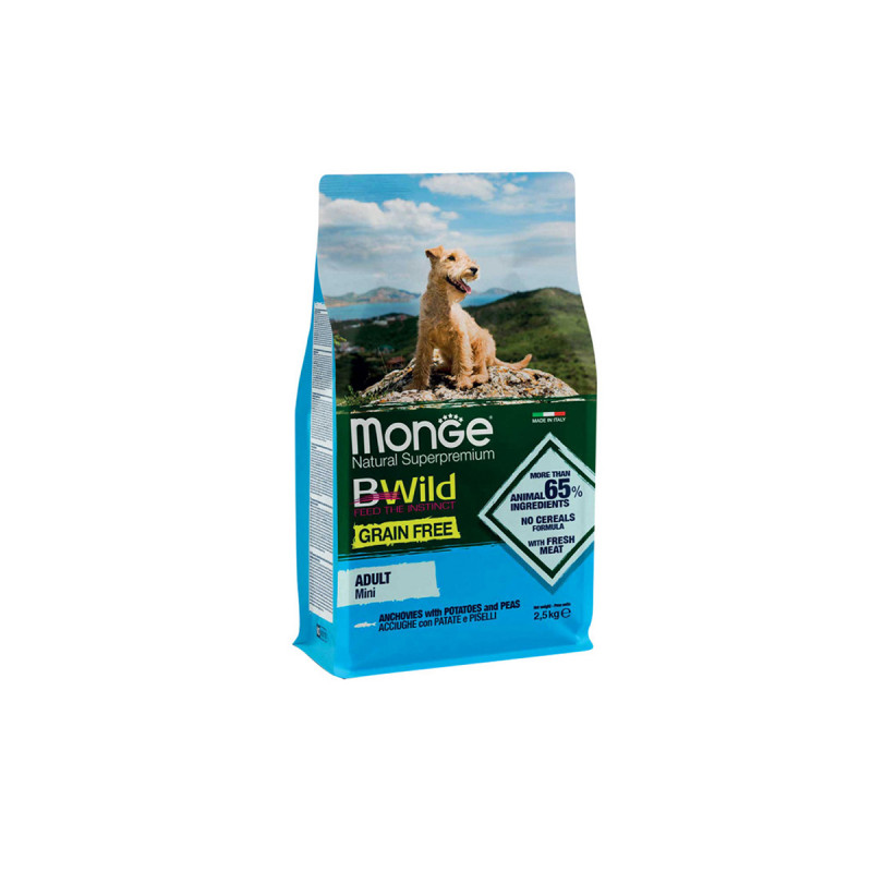 Monge Grain Free Adult Mini Inćuni, Krompir i Grašak 2,5 kg