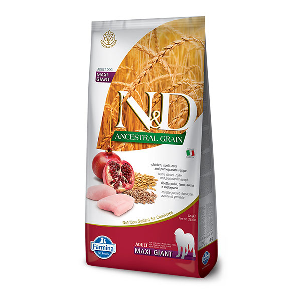 N&D Low Grain Adult Maxi i Giant Piletina i Nar 12 kg