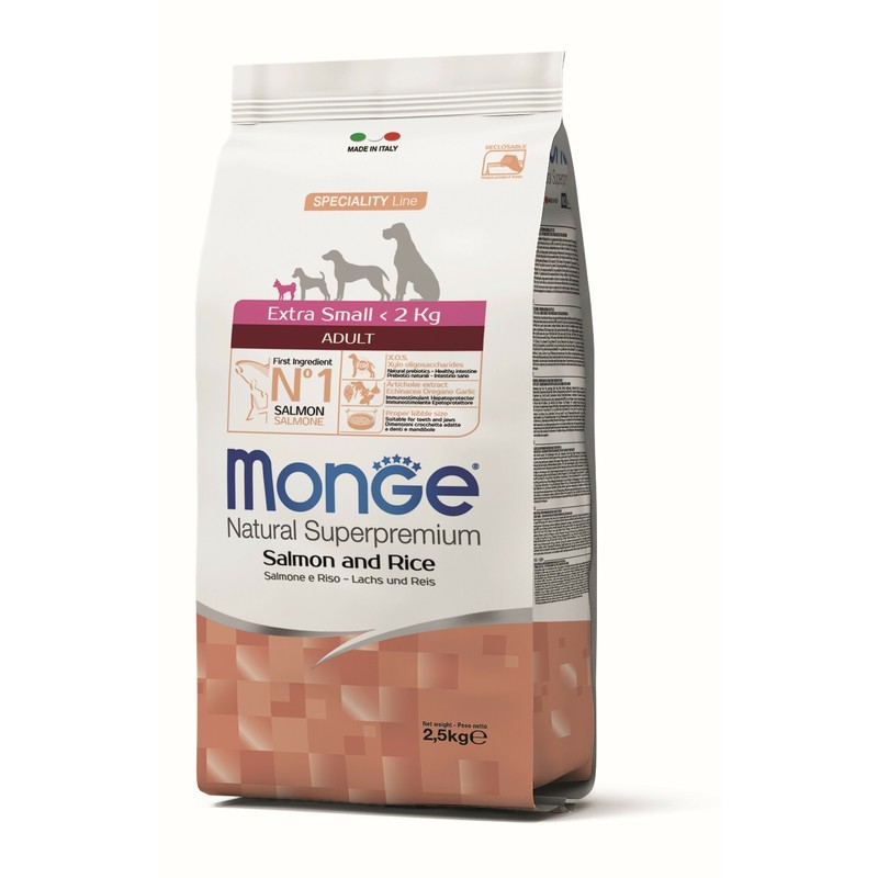 Monge Adult Extra Small Losos i Pirinač 2,5 kg