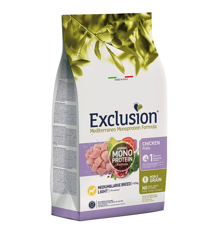 Exclusion Mediterraneo Monoprotein Light Medium Piletina 12 kg