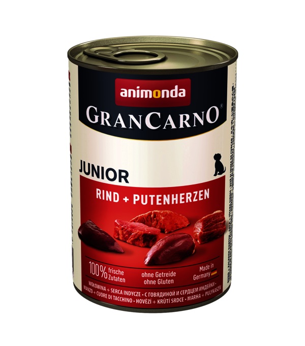 Animonda Gran Carno Junior Beef+Turkey Hearts – 6×400 g