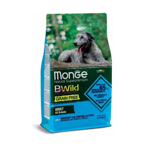 Monge Bwild Grain Free All Breeds Adult Anchovies – 12 kg