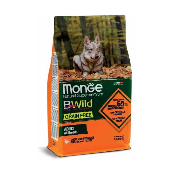 Monge Bwild Grain Free All Breeds Adult Duck&Potatoes – 12 kg