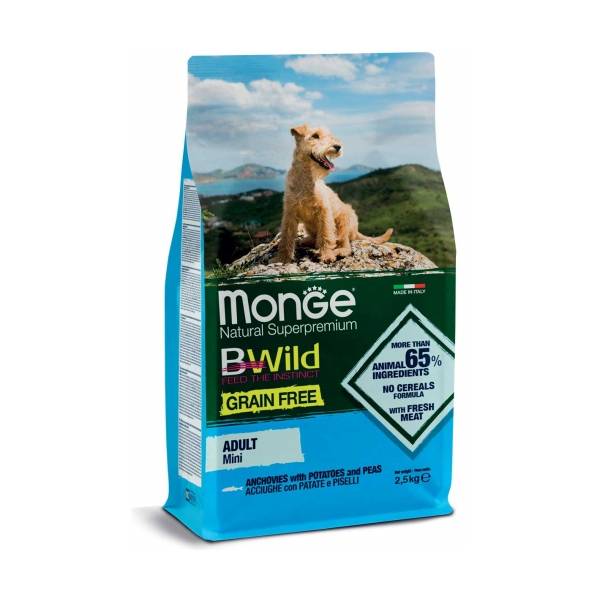 Monge Bwild Grain Free Mini Adult Anchovies – 2,5 kg