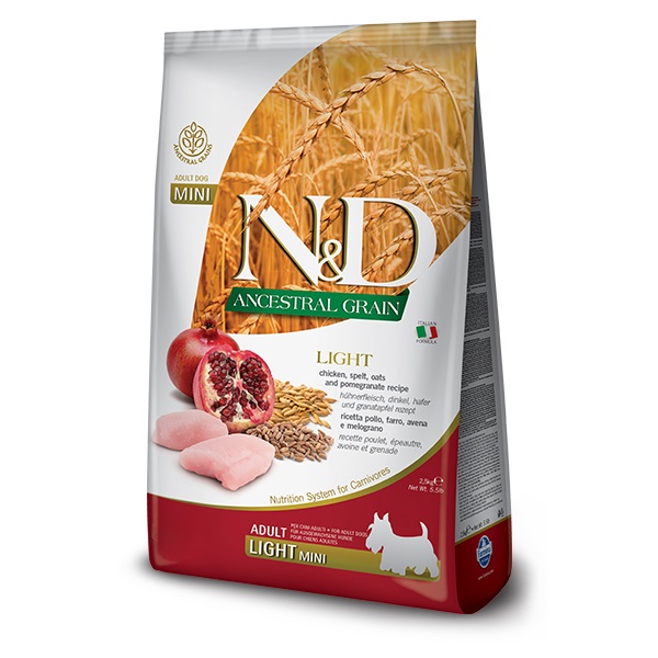 N&D Ancestral Grain Light Mini Chicken & Pomegranate – 2,5 kg