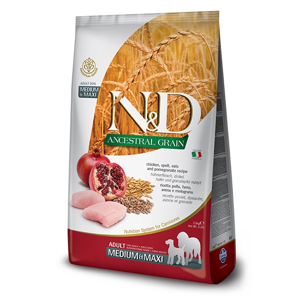 N&D Ancestral Grain Medium&Maxi Adult Chicken&Pomegranate – 2,5 kg