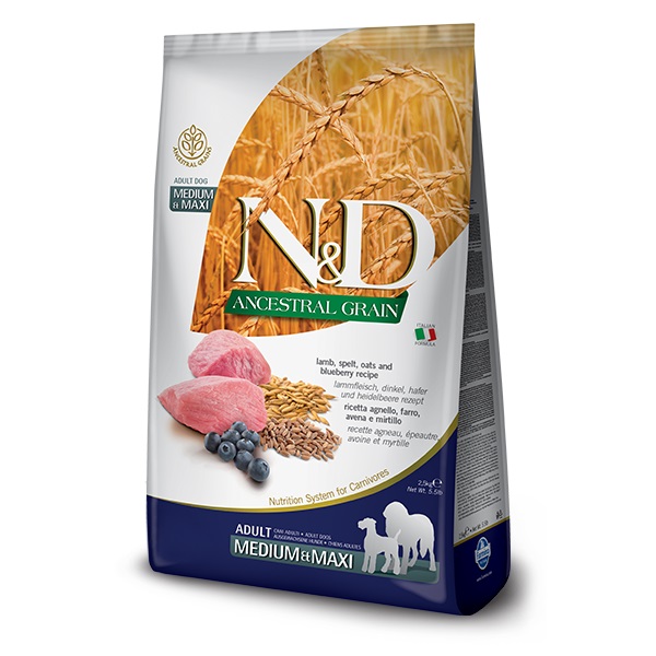 N&D Ancestral Grain Medium&Maxi Adult Lamb&Blueberry – 12 kg