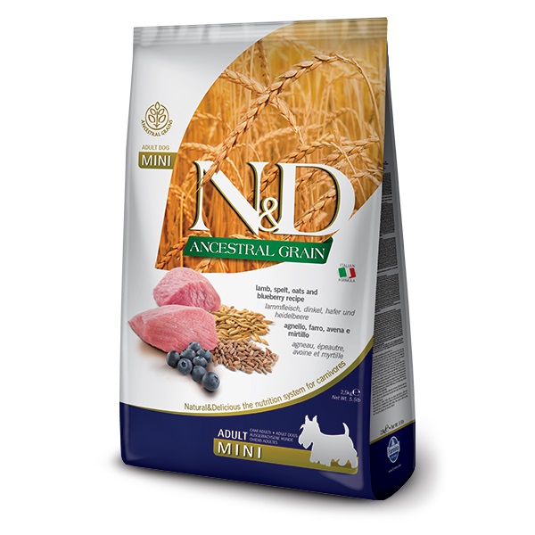 N&D Ancestral Grain Mini Adult Lamb&Blueberry – 2,5 kg