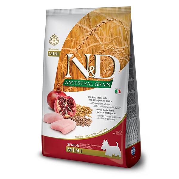 N&D Ancestral Grain Senior Mini Chicken&Pomegranate – 2,5 kg