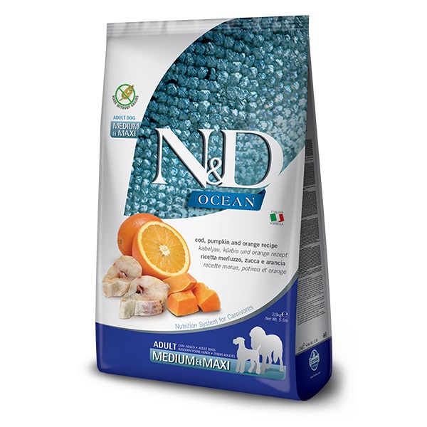 N&D Ocean Medium&Maxi Adult Cod, Pumpkin&Orange – 2,5 kg