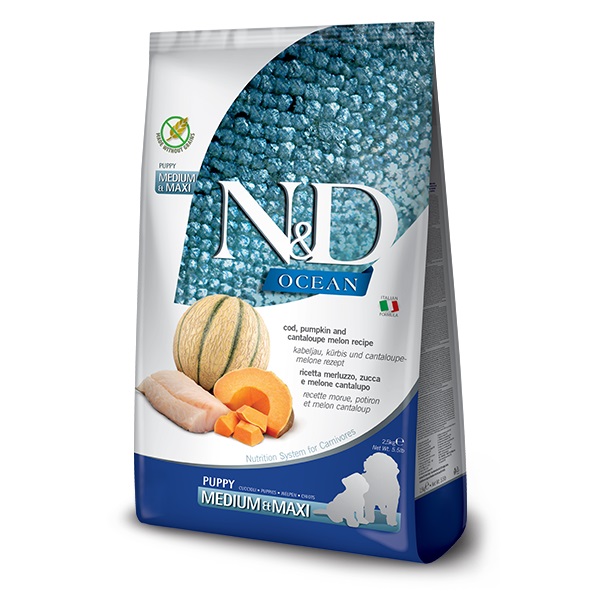 N&D Ocean Puppy Medium&Maxi Cod, Pumpkin&Cantaloupe Melon – 2,5 kg