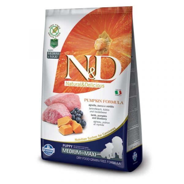 N&D Pumpkin Puppy Medium&Maxi Lamb&Blueberry – 12 kg