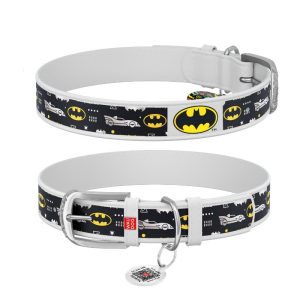 Collar WAUDOG kožna ogrlica za pse Batman 3 Bela