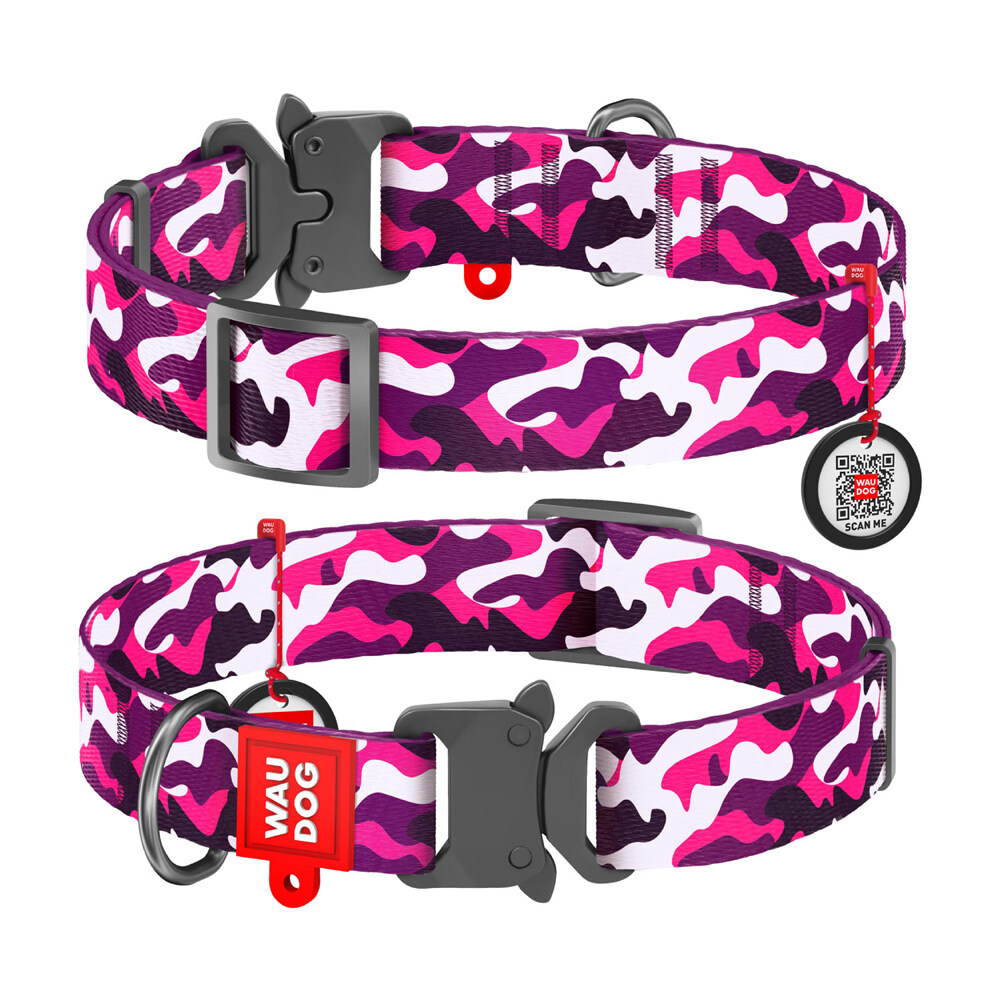 Collar WAUDOG ogrlica za pse sa metalnom kopčom Pink Camo