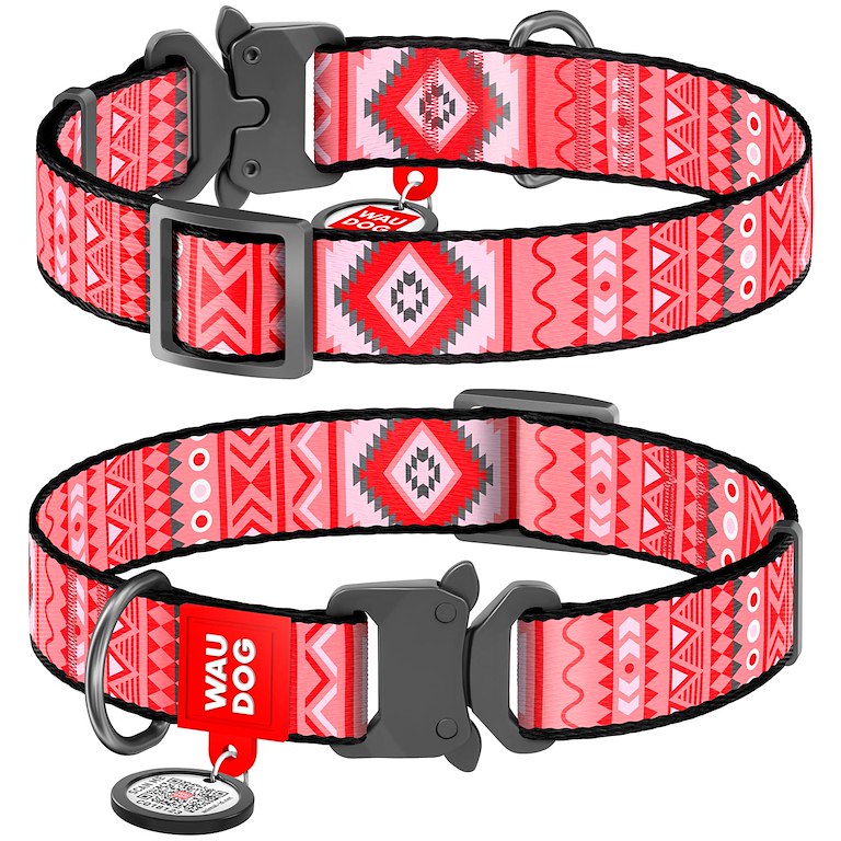 Collar WAUDOG ogrlica za pse sa metalnom kopčom Etno Red