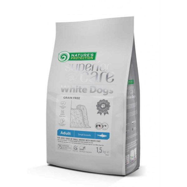 NATURE’S PROTECTION White Dog Harring Adult Small – 1,5 kg