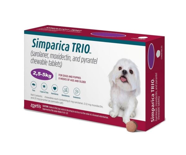 Simparica TRIO – za pse 2,5-5 kg