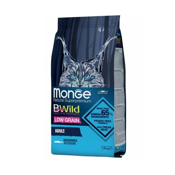 Monge Bwild Cat Low Grain Adult Anchovies – 1,5 kg