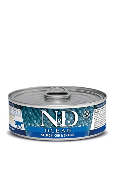 N&D Ocean Cat Salmon, Cod&Shrimp – 12×80 g